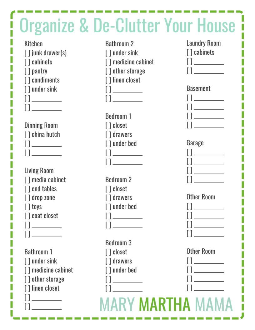 Whole House Organization Decluttering Check List AllFreePaperCrafts Whole House Organization Decluttering Check List AllFreePaperCrafts