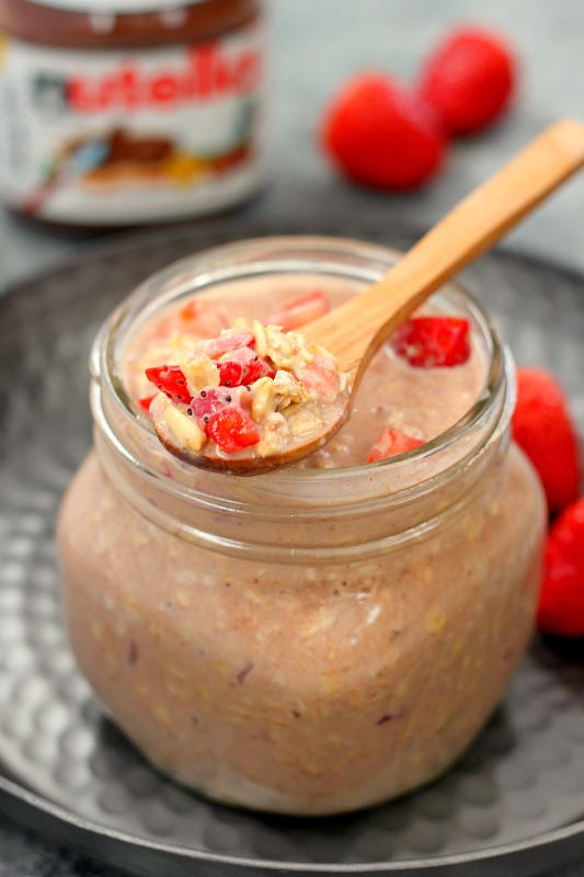 The Best Strawberry Nutella Overnight Oats | FaveSouthernRecipes.com