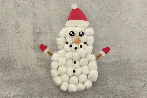 Cotton Ball Snowman Craft | FaveCrafts.com