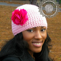 Jazzy Flower Beanie | AllFreeCrochet.com