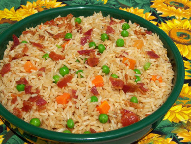 Veggie Bacon Rice | MrFood.com