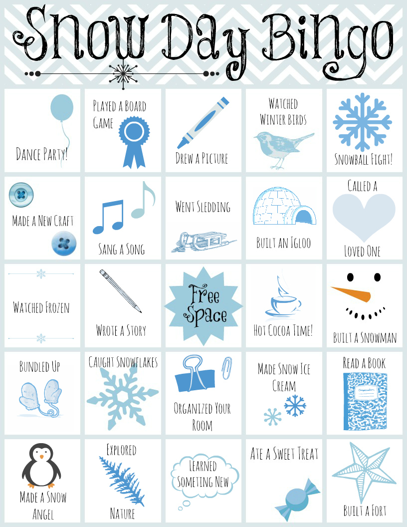 Printable Snow Day Bingo AllFreeKidsCrafts Printable Snow Day Bingo AllFreeKidsCrafts