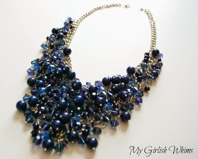Bundles of Blue Bead Cluster Necklace | AllFreeJewelryMaking.com