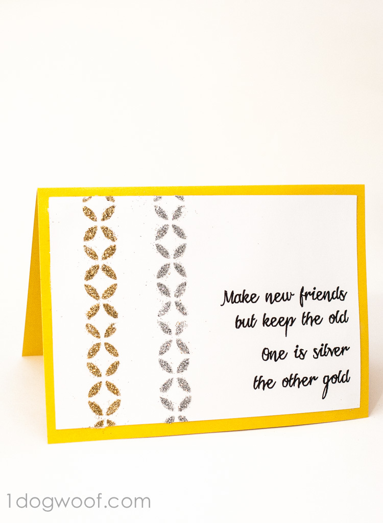 Silver and Gold Stenciled Greeting Card | AllFreePaperCrafts.com