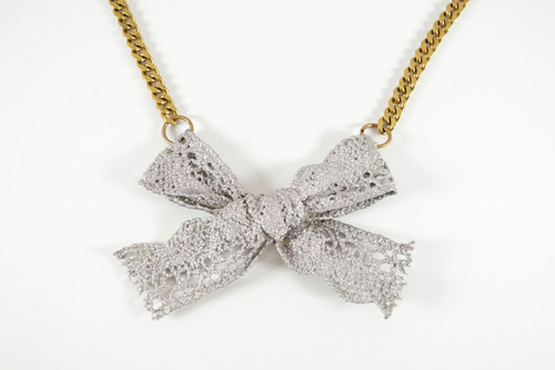 Lacy Silver Bow Necklace | AllFreeJewelryMaking.com