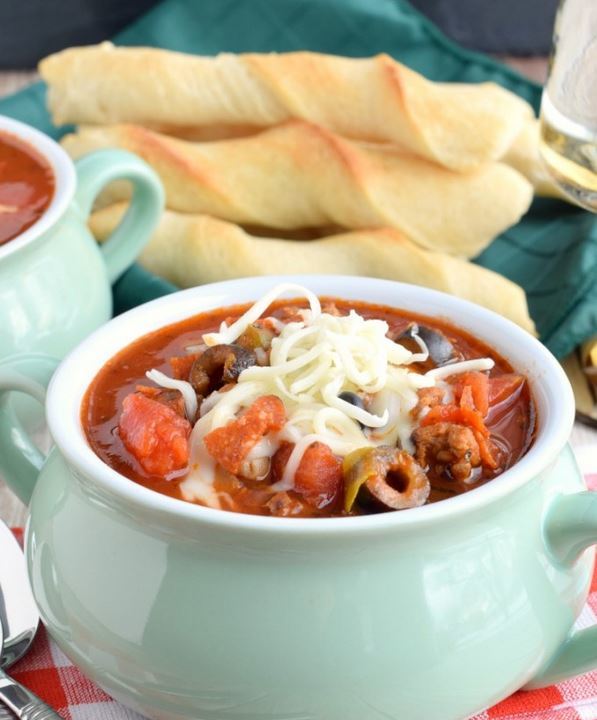 Easy Pizza Soup Recipe | AllFreeSlowCookerRecipes.com