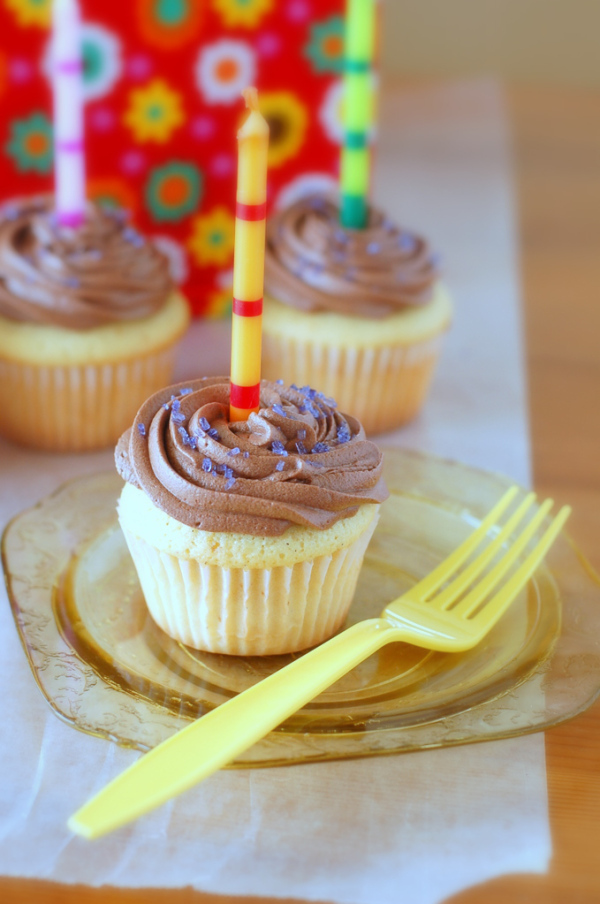 Vanilla Birthday Cupcakes with Rich Chocolate Frosting ...