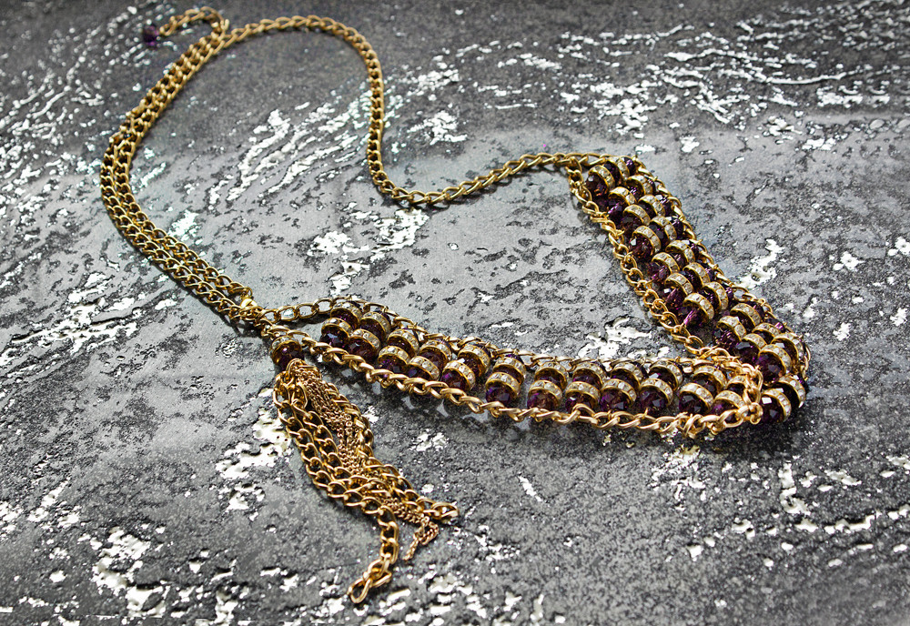 Amethyst and Crystal Belt Chain Necklace | AllFreeJewelryMaking.com