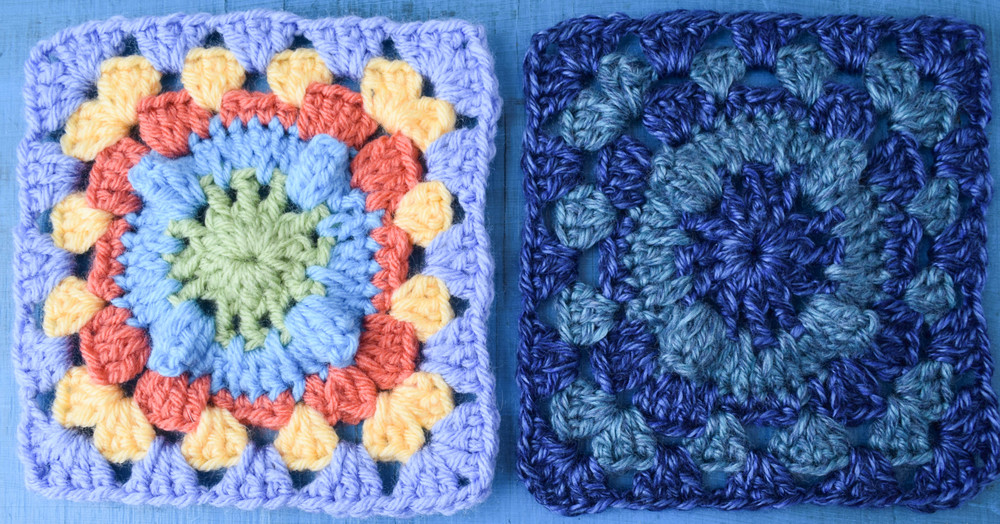 Bright Popcorn Crochet Granny Square | AllFreeCrochet.com