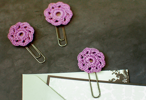 Crochet Flower Paper Clip Toppers | AllFreeCrochet.com