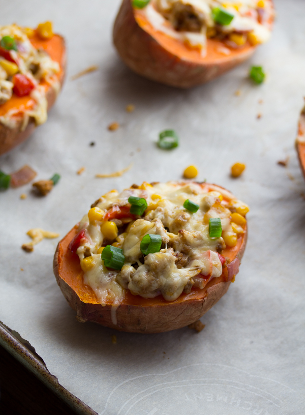 Turkey Loaded Sweet Potato Boats | RecipeLion.com