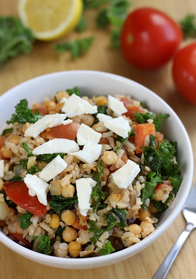 Kale and Tomato Brown Rice Bowls | FaveHealthyRecipes.com