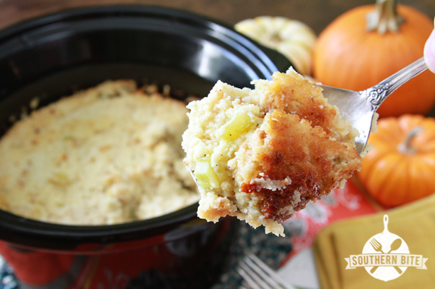 Easy Slow Cooker Cornbread Dressing | FaveSouthernRecipes.com