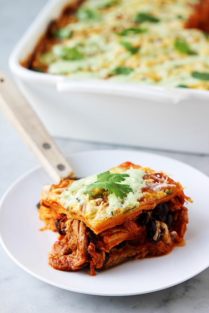 Sweet Pork Enchilada Stacks | AllFreeSlowCookerRecipes.com