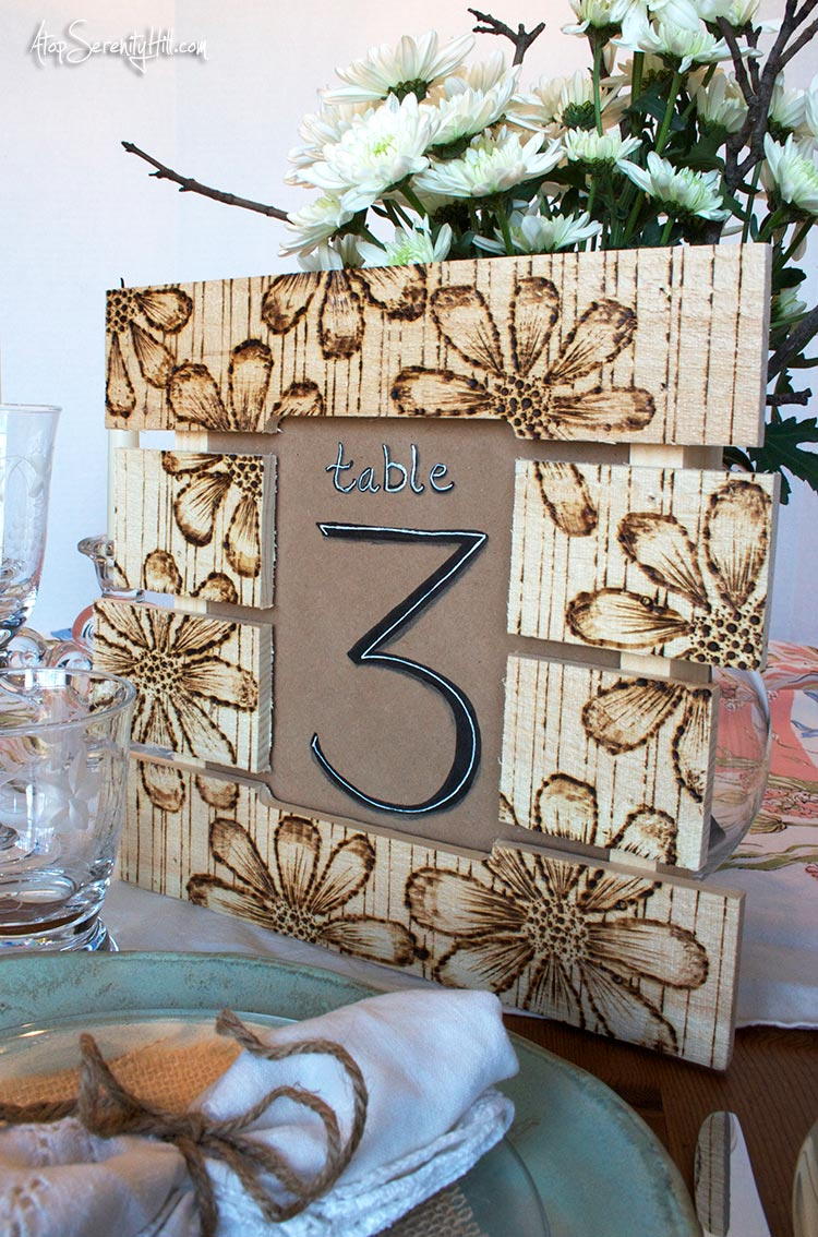 Wood Burned Table Number Sign | AllFreeHolidayCrafts.com