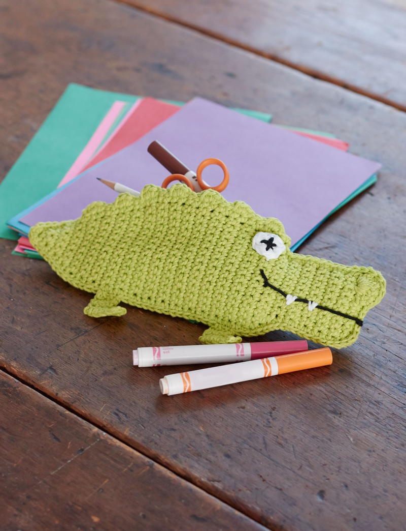 Crocodile Crochet Pencil Case | AllFreeCrochet.com