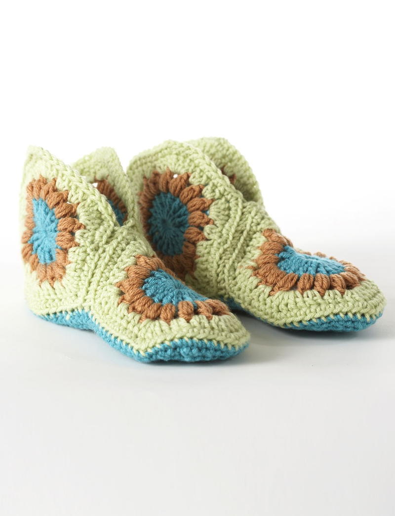 Cute and Cozy Granny Square Slippers | AllFreeCrochet.com