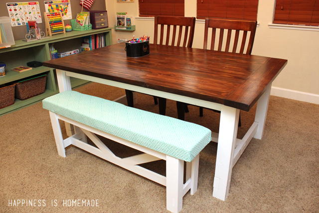 Chic DIY Country Table and Bench | DIYIdeaCenter.com