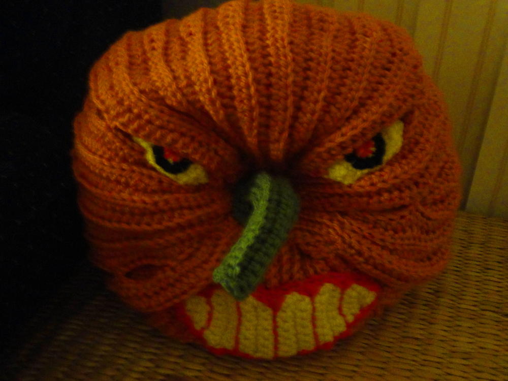Scary Halloween Pumpkin | AllFreeCrochet.com