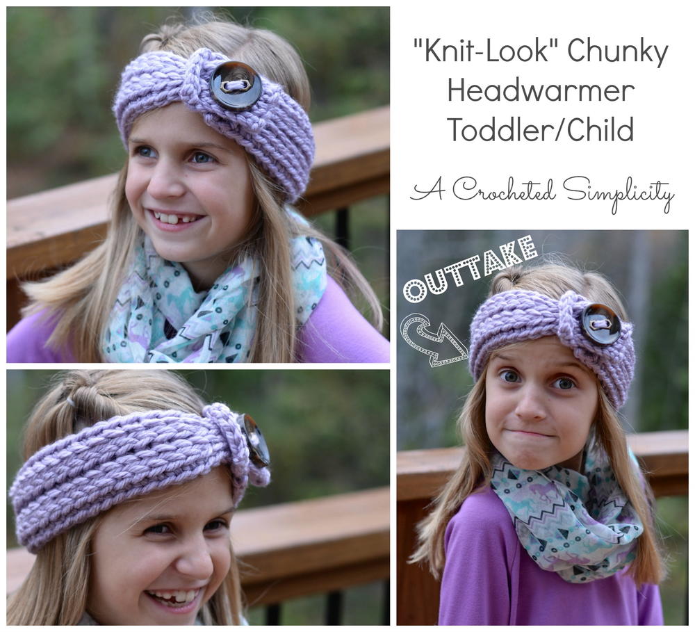 Knit-Look Chunky Toddler/ Child Headwarmer | AllFreeCrochet.com