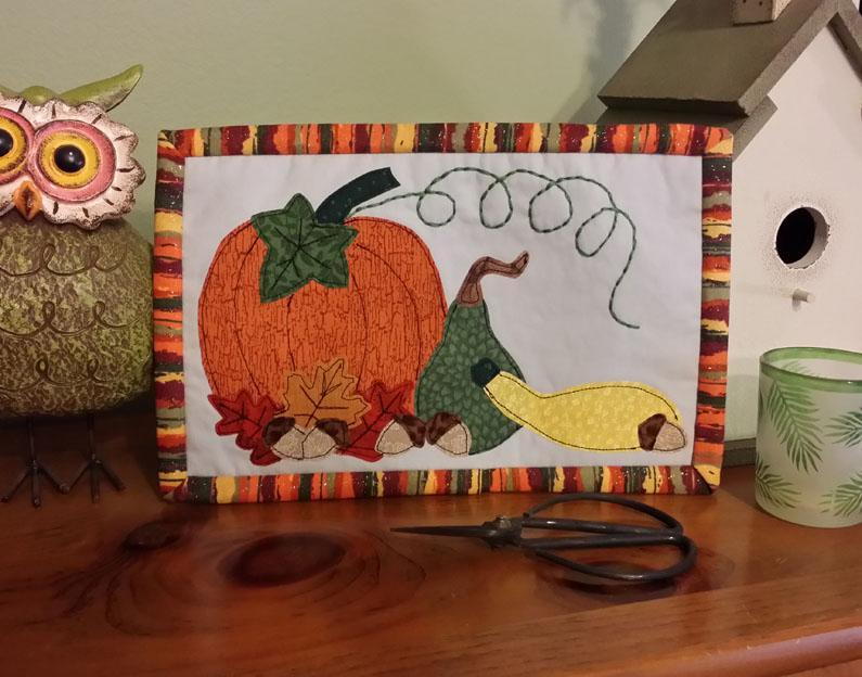 Happy Harvest DIY Mug Rug | AllFreeSewing.com