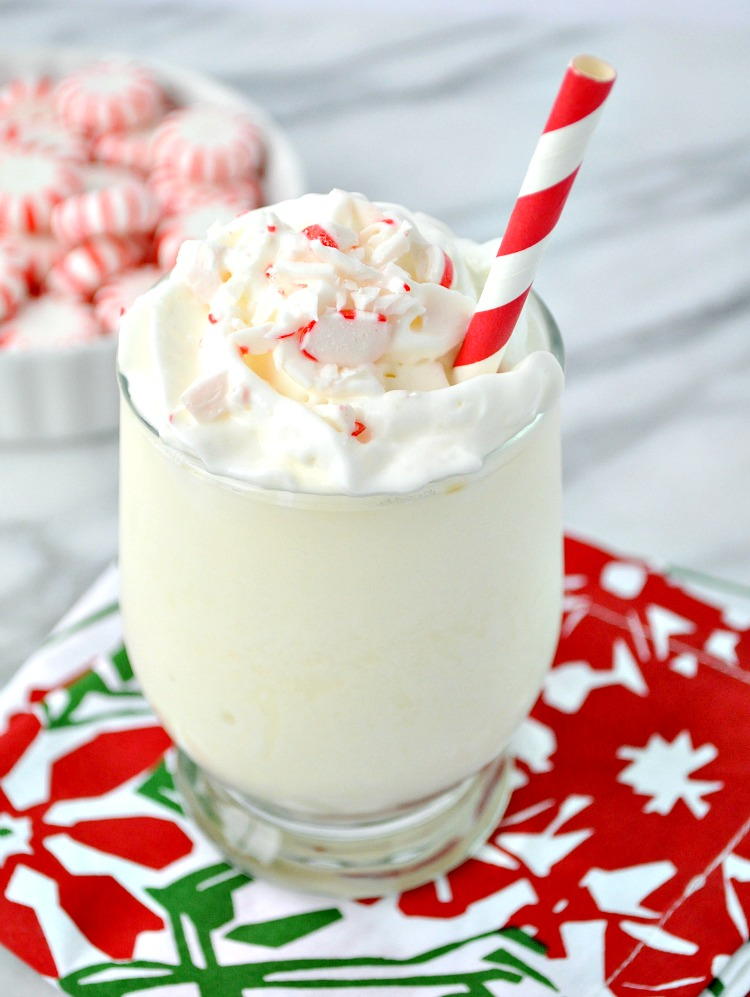 Santa's Peppermint Nog Protein Shake | FaveHealthyRecipes.com