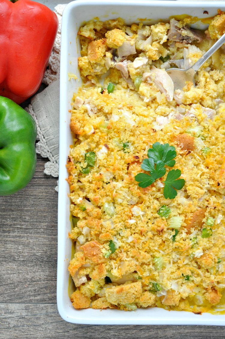 Cornbread Chicken Cowboy Casserole | FaveSouthernRecipes.com