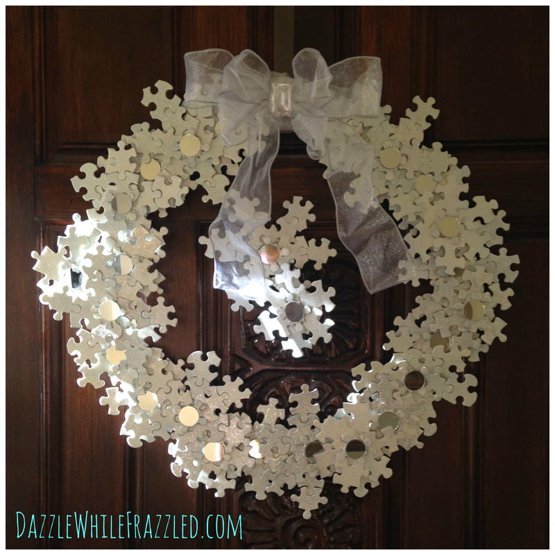 Snowflake Puzzle DIY Wreath | FaveCrafts.com