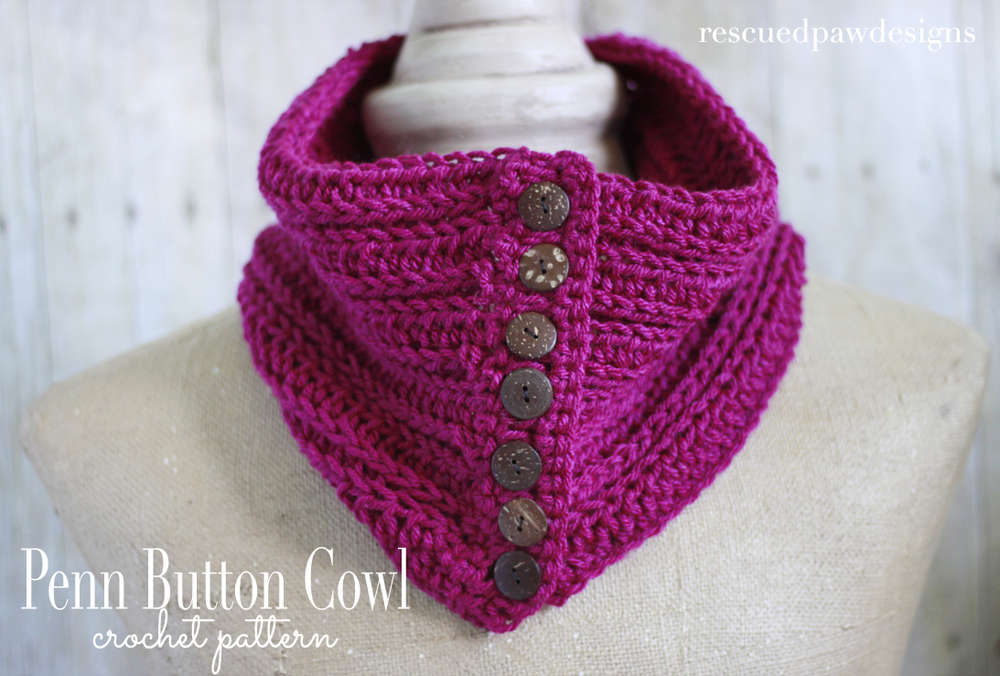 Penn Button Cowl | AllFreeCrochet.com