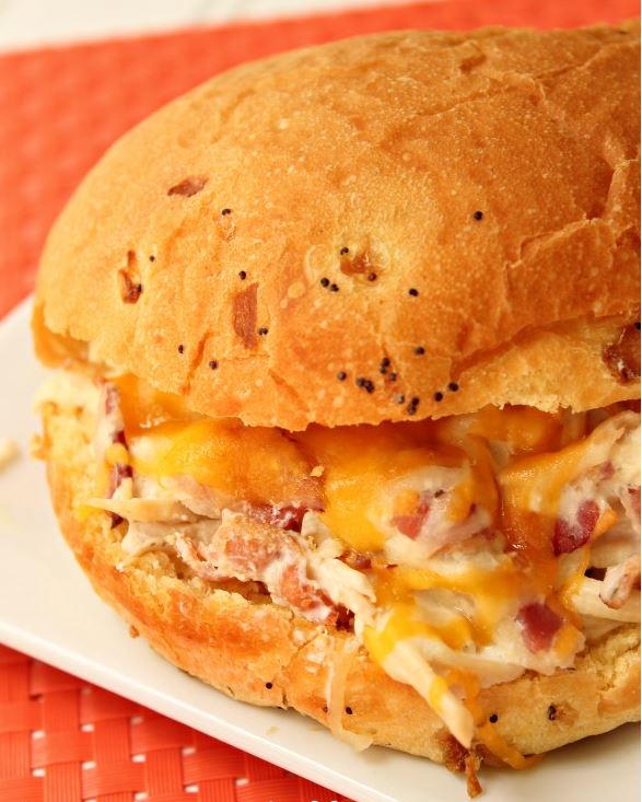 Chicken Bacon Ranch Sandwiches | AllFreeSlowCookerRecipes.com