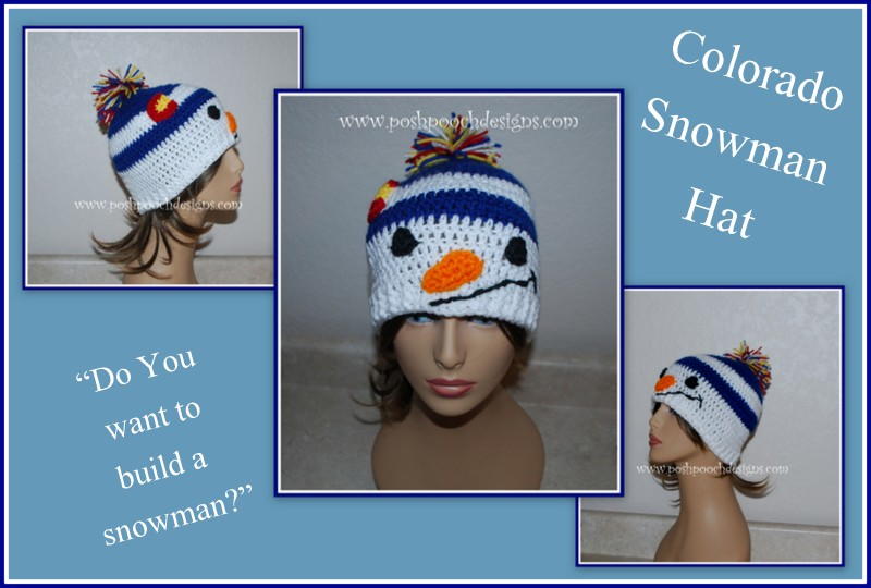 Colorado Snowman Beanie Hat | AllFreeCrochet.com