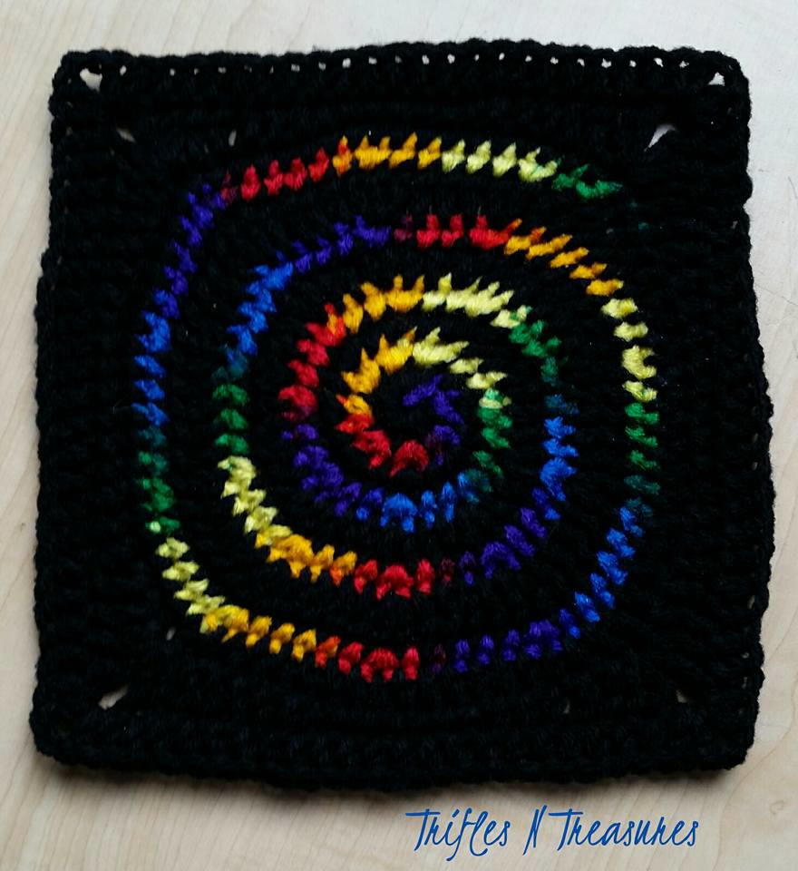 Stained Glass Spiral Crochet Granny Square | AllFreeCrochet.com