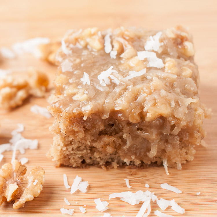 Easy Oatmeal Cake with Coconut Walnut Icing | RecipeLion.com