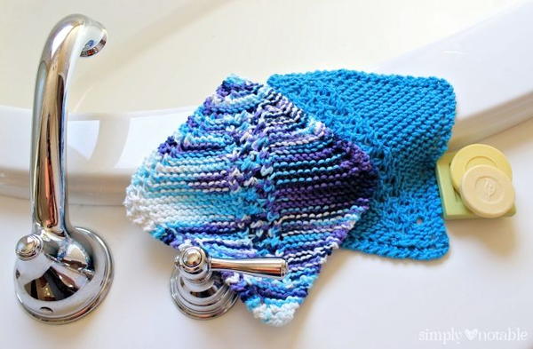 Easy Knit Dishcloth Pattern [Diagonal Knit Dishcloth for Beginners ...