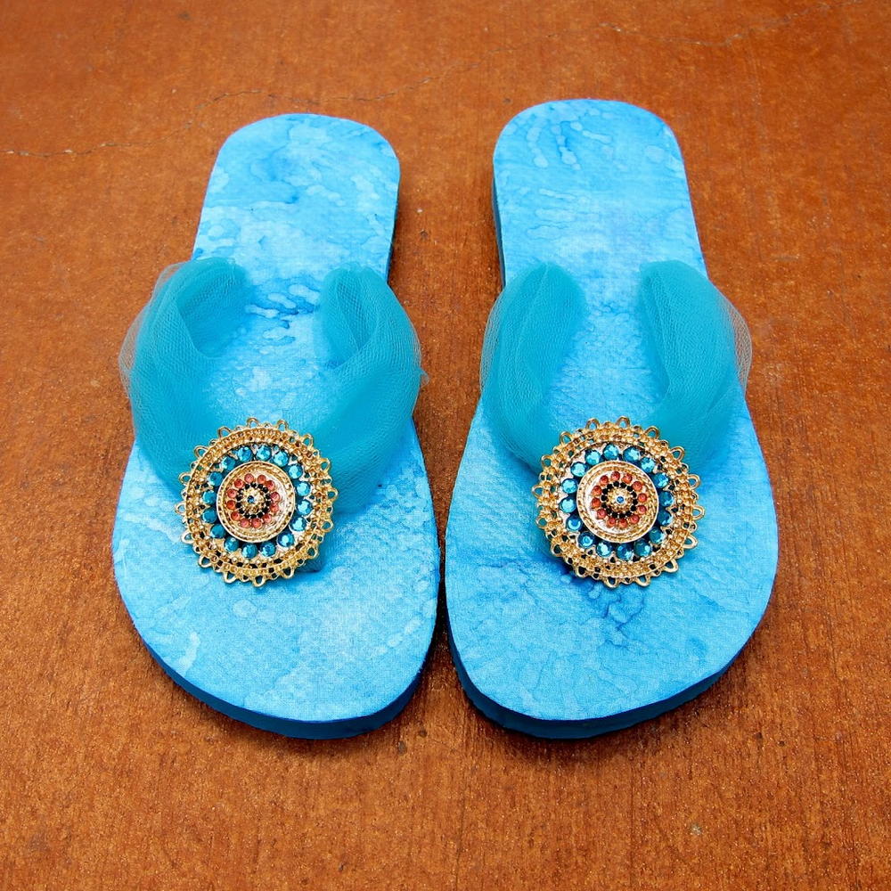 Ocean Blue DIY Sandals | FaveCrafts.com