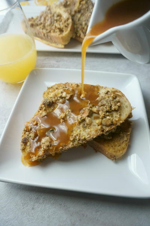 Baklava French Toast with Cinnamon Honey Syrup | FaveHealthyRecipes.com