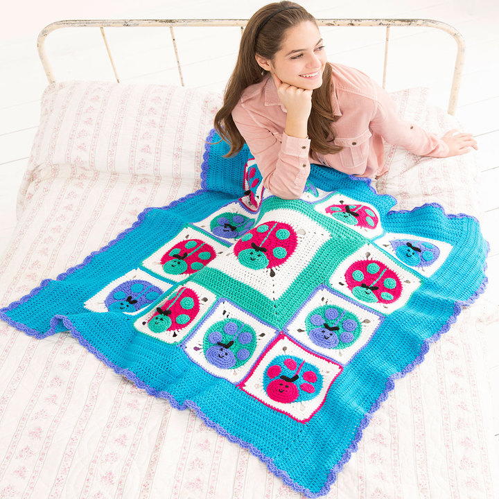 Luck Be a Ladybug Crochet Afghan | AllFreeCrochetAfghanPatterns.com