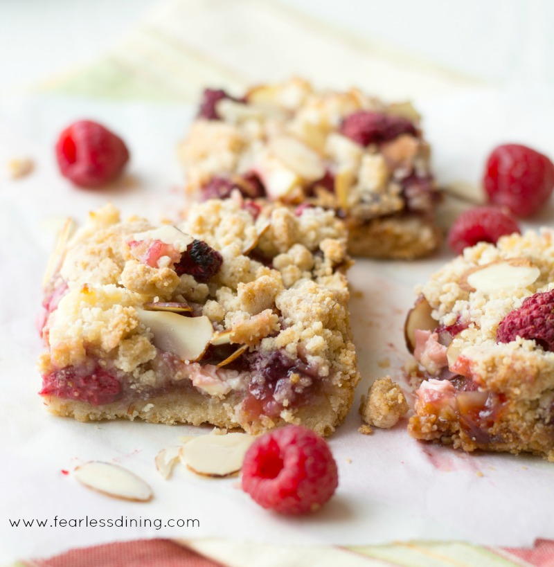 Raspberry Cream Cheese Crumble Bars | FaveGlutenFreeRecipes.com