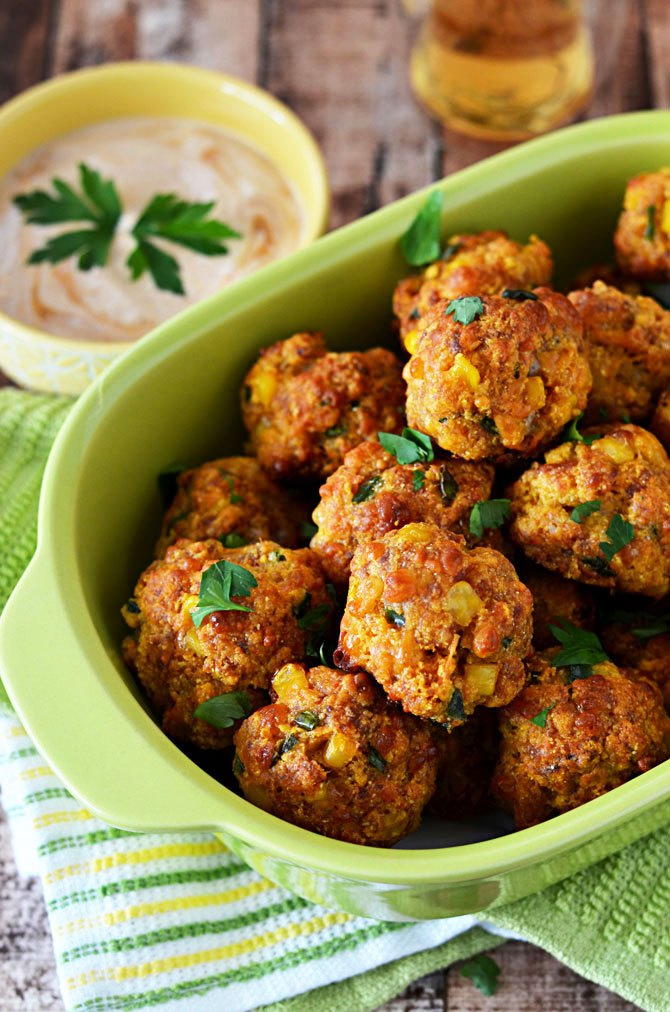 Chorizo Cornbread Balls with Chipotle Cream Sauce ...