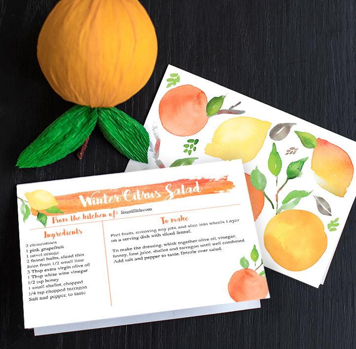 Citrus Season Printable Recipe Cards | AllFreePaperCrafts.com