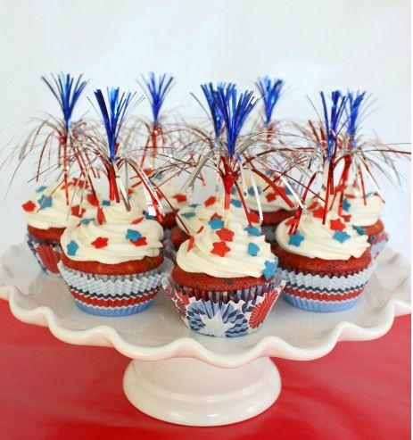 Red, White, and Blue Velvet Cupcakes | FaveSouthernRecipes.com