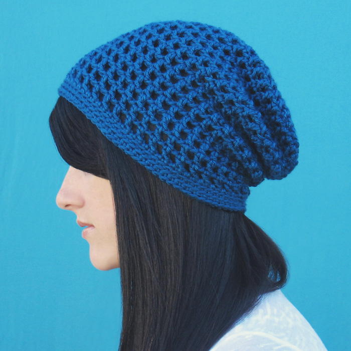 Slouchy Ocean Blue Hat | AllFreeCrochet.com
