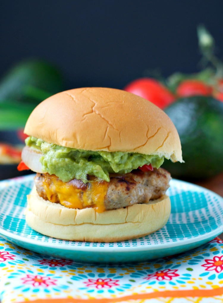 Festive Chicken Fajita Burgers | FaveHealthyRecipes.com
