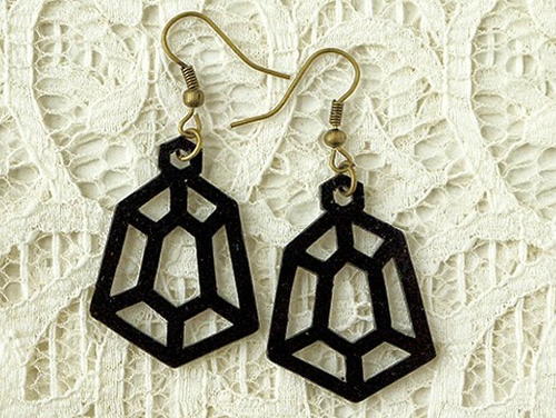 Geometric Black Diamond Drop Earrings | AllFreeJewelryMaking.com