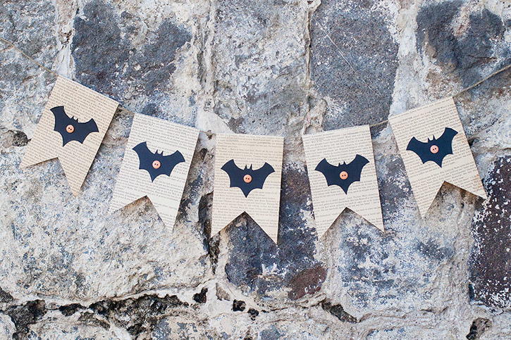 Batty Old Book Pages Banner | FaveCrafts.com