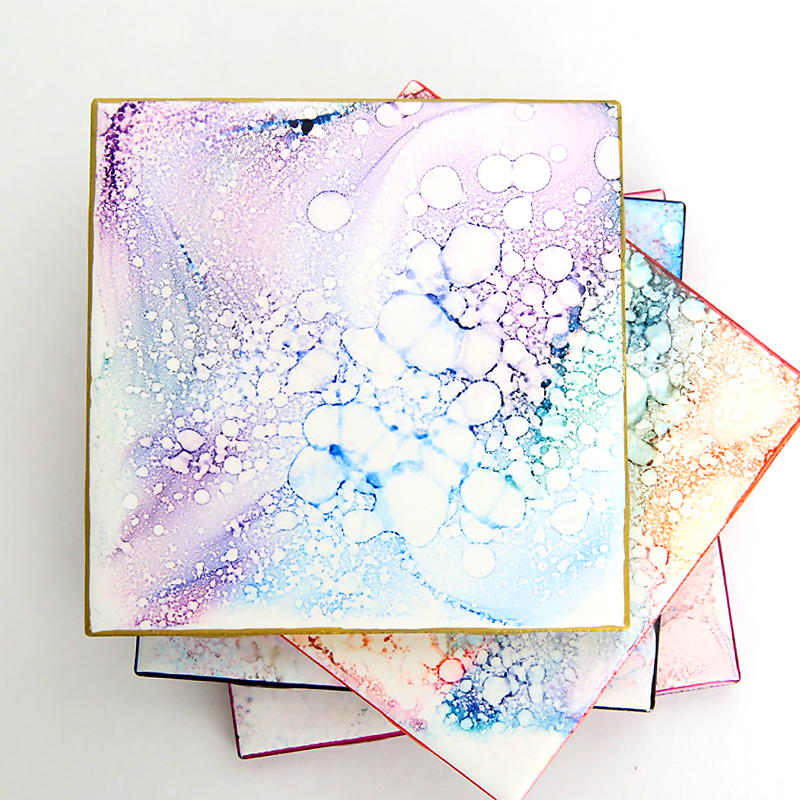Stunning Ink DIY Coasters | FaveCrafts.com