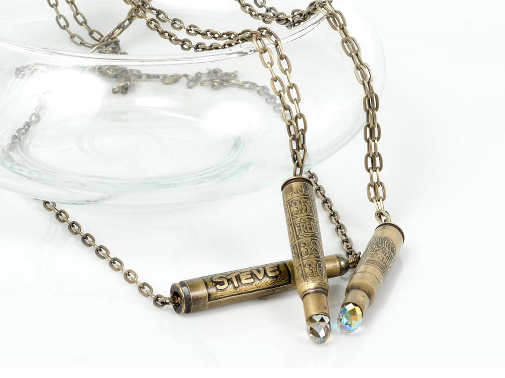 Rustic Etched Bullet Shell DIY Necklace | AllFreeJewelryMaking.com