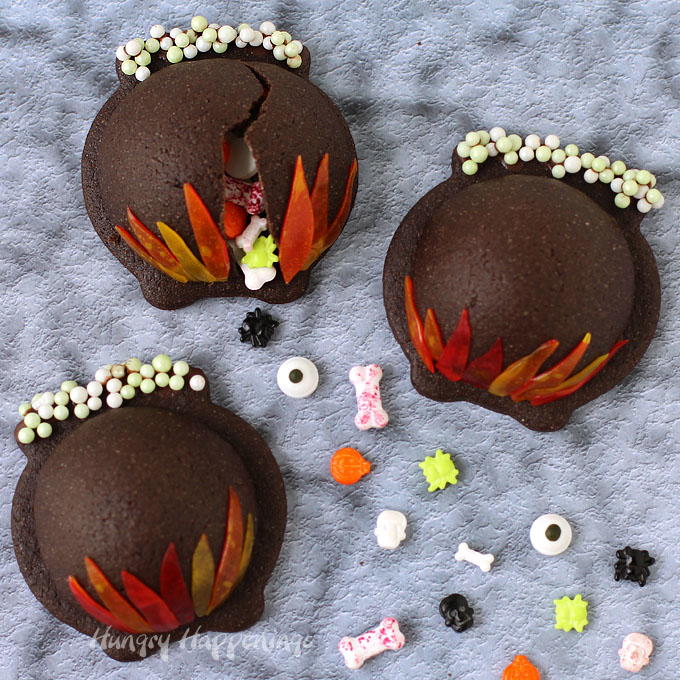Candy Filled Cauldron Halloween Cookies | AllFreeKidsCrafts.com