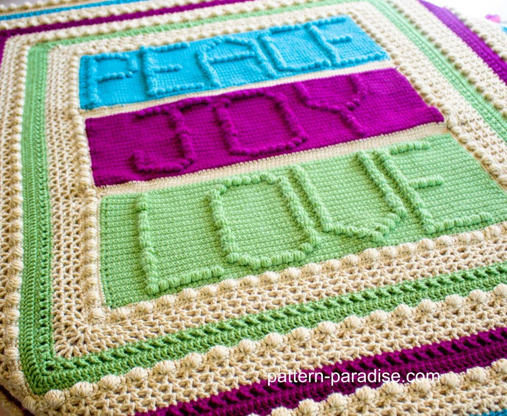 Peace Joy And Love Throw AllFreeCrochet peace-joy-and-love-throw-allfreecrochet