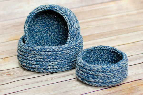 Chunky Nesting Baskets Crochet Pattern | AllFreeCrochet.com